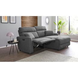 OTTO home Ecksofa &raquo;JENNA L-Form, 209cm - OTTO. Verl&auml;ssliche Qualit&auml;t.&laquo; manuelle o. elektrische Relaxfunktion, USB A/C, Struktur fein. grau Webstoff 