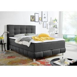 Home Affaire Boxbett &raquo;Vaasa&laquo; inkl. Bettkasten & Topper, XXL-Ausf&uuml;hrung, &Uuml;berl&auml;nge 220 cm grau Struktur, Liegefl&auml;che B/L: 140cm x 220cm, H2 + H2, 