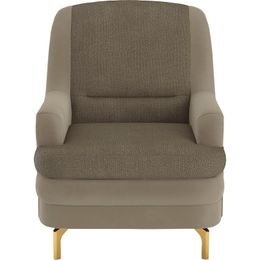 Sit & More sit&more Sessel &raquo;Orient&laquo; inkl. 1 Zierkissen mit Strass-Stein, goldfabene Metallf&uuml;&szlig;e braun 100% Polyester Struktur, B/H/T: 74cm x 95cm x 97cm