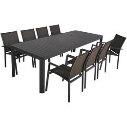 Garden Pleasure Garten-Essgruppe &raquo;AMIRA&laquo; 9 tlg. tlg. mit ausziehbarem Tisch grau Aluminium, Kunststoff B/H/T: 240cm x 89cm x 200cm, ausziehbar