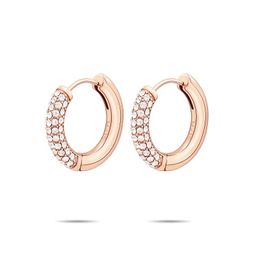 Tamaris Damen Paar Creolen &raquo;Schmuck Geschenk Edelstahl Creole Glitter Donut Familie&laquo; mit Glasstein 21,6mm, Edelstahl