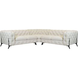 Home Affaire Chesterfield-Sofa &raquo;Amaury L-Form&laquo; Chesterfield-Optik, Breite/Tiefe je 262 cm, Fu&szlig;farbe w&auml;hlbar beige Struktur (100% Polyester);Samtoptik 