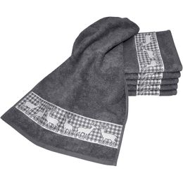 Dyckhoff Gaestehandtuecher &raquo;Hirschparade&laquo; Made in Germany (6 G&auml;stet&uuml;cher) grau Frottier, Frottier B/L: 30cmx50cm, 6 Stk., Hirsche, Frottier