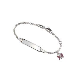 Firetti Jungen Armband &raquo;Schmuck Geschenk Silber 925 Armkette ID-Platte Schmetterling Glitzer&laquo; mit Kristallstein bunt 15cm, Silber 925 (Sterlingsilber)