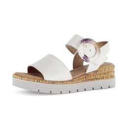 Gabor Damen Keilsandalette "Genua", Gr. 37, wei&szlig;, Glattleder, Schuhe, Plateau, Sommerschuh mit dekorativer Zierschnalle, G-Weite