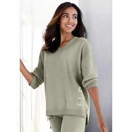 ELBSAND Damen Sweater, Gr. 36, gr&uuml;n, Feinstrick, Obermaterial: 50% Viskose, 28% Polyester, 22% Polyamid, meliert, unifarben, Sweatshirts, aus