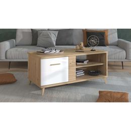 Home Affaire Couchtisch &raquo;Bretagna 120 cm, rechteckig, in zeitloser Design&laquo; mit viel Stauraum, Artisan Eiche Dekor mit Segmenten in Wei&szlig; braun B/H/T: 