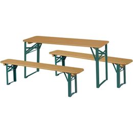 Roba Kindersitzgruppe &raquo;Outdoor Party-Garnitur f&uuml;r Kinder, natur/gr&uuml;n, aus Holz&laquo; 3 Stk. tlg. beige Massivholz Einheitsgr&ouml;&szlig;e