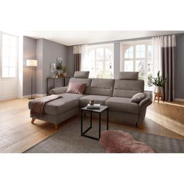 OTTO home Ecksofa &raquo;Westerland L-Form&laquo; Federkern-Polsterung, wahlweise mit Schlaffunktion, Bettkasten braun 100% Polyester B/H/T: 252cm x 90cm x 162cm,