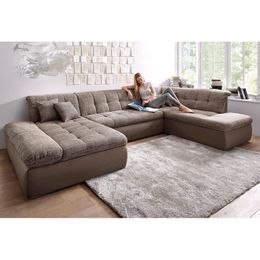 DOMO collection Wohnlandschaft &raquo;MORIC 353x216x80 cm, mit viel Platz, U-Form, auch in Cord&laquo; im XXL-Format, wahlweise mit Bettfunktion und 