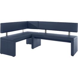 OTTO home Eckbank &raquo;Charissa&laquo; in 3 Gr&ouml;&szlig;en, verschiedene Qualit&auml;ten blau Holzwerkstoff, Massivholz B/H/T: 190cm x 90cm x 140cm, Kunstleder, langer 