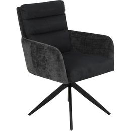 Hela Armlehnstuhl &raquo;LEANDRA mit Auto-Return&laquo; (Set) 2 Stk.Komfortsitz mit Federkern, Esszimmerstuhl drehbar schwarz 100% Polyester B/H/T: 64cm x 92cm x 