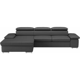Sit & More sit&more Ecksofa &raquo;Valantine L-Form, B: 286 cm&laquo; mit Arm- & Kopfteilverstellung, optional mit Schlaffunktion schwarz NaturLEDER B/H/T: 286cm x 73cm x 