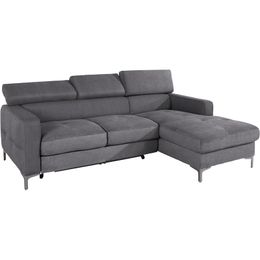 COTTA Ecksofa &raquo;Sammy L-Form&laquo; mit Kopfteilverstellung, wahlweise mit Schlaffunktion & Bettkasten grau Struktur (100% Polyester );Chenille (90% 