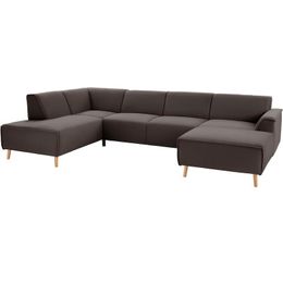 Home Affaire Wohnlandschaft &raquo;Janek Scandic Design, elegant und zeitlos U-Form&laquo; mit Federkern und Keder in scandinavischem Design grau Struktur fein ( 