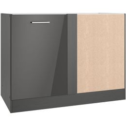 KOCHSTATION Eckunterschrank &raquo;KS-Milan&laquo; Eckunterschrank 110 cm, matte oder hochgl&auml;nzende Fronten grau MDF grafitgrau, B/H/T: 110cm x 82cm x 60cm, T&uuml;ren
