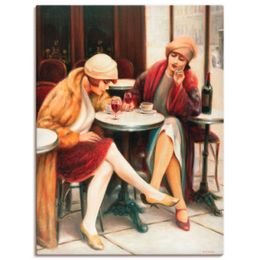Artland Wandbild &raquo;Cafe II&laquo; Frau 1 Stk. tlg. als Leinwandbild, Poster in verschied. Gr&ouml;&szlig;en bunt Leinwand B/H/T: 45cm x 60cm, Leinwandbild Frau Hochformat, 1 