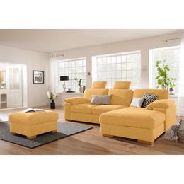 OTTO home Ecksofa &raquo;Ventura L-Form&laquo; wahlweise mit Schlaffunktion und Schlaffunktion/Bettkasten gelb Luxus-Microfaser in Lederoptik (100% Polyester);