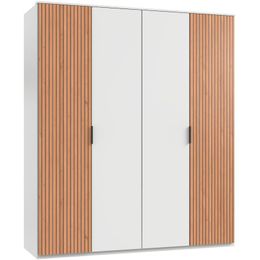 wimex Dreht&uuml;renschrank &raquo;Tunis&laquo; inklusive Kranzleiste, T&uuml;ren in Lamellen Optik wei&szlig; Holzwerkstoff Wei&szlig;, B/H/T: 180cm x 210cm x 58cm