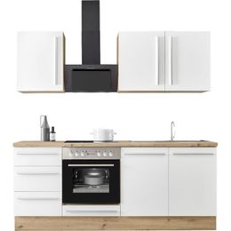 KOCHSTATION K&uuml;chenzeile &raquo;KS-Florida mit 38mm starker Arbeitsplatte&laquo; Breite 210 cm, wahlweise mit E-Ger&auml;ten, Soft-Close-Funktion wei&szlig; B/H/T: 210cm x 
