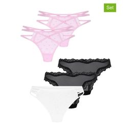 Hunkem&ouml;ller Hunkem&ouml;ller 5er-Set: Slips in Rosa/ Schwarz/ Wei&szlig; - 34% | Gr&ouml;&szlig;e XL | Damen-unterteile