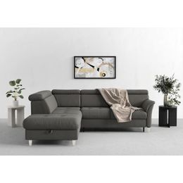 Sit & More sit&more Ecksofa &raquo;Marano L-Form&laquo; inklusive Kopfteilverstellung, optional Schlaffunktion & Bettkasten grau 100% Polyester B/H/T: 252cm x 216cm, Luxus-