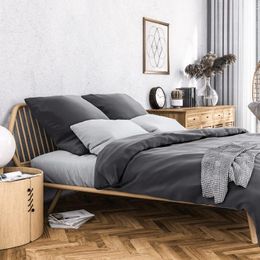 Bettw&auml;sche &raquo; Sommer Bettw&auml;sche Mako-Satin Baumwolle&laquo; 2 Stk. 135x200 cm, 155x220 & &Uuml;bergr&ouml;&szlig;en I inkl. Kissenbez&uuml;ge 80x80 grau Mako-Satin, Obermaterial: