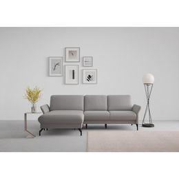 Sit & More sit&more Ecksofa &raquo;Fashion L-Form&laquo; wahlweise mit Kopfteilverstellung und Vorziehsitz, motorisch grau B/H/T: 253cm x 84cm x 165cm, Luxus-Microfaser 