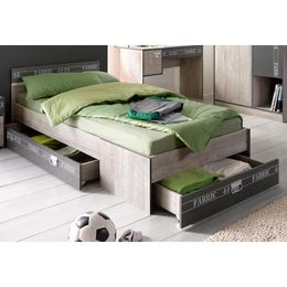 Parisot Jugendbett &raquo;Fabric&laquo; Einzelbett inkl. Schubkasten grau Beschl&auml;ge und Scharniere aus Metall;Griffe aus Metall, Zinkfarben Liegefl&auml;che L&auml;nge B: 200cm x 