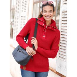 Casual Looks Damen Troyer "Troyer-Pullover", rot, Gr. 36, unifarben, 50% Baumwolle, 50% Polyacryl, Pullover