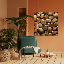 queence Acrylglasbild &raquo;Goldene Steine&laquo; Abstrakt Abstrakte Formen Gem&auml;lde Kunst 1 Stk. tlg. HD Premium Kunstdruck in Galeriequalit&auml;t Acrylglas B/H/T: 