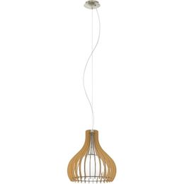 Eglo H&auml;ngeleuchte &raquo;Tindori Pendelleuchte, Vintage, E27, H&auml;ngeleuchte, Stahl, Holz, Glas&laquo; E27 1 Stk. H&auml;ngeleuchte - H150 x &Oslash;50 cm - nickel-matt - 1X60W