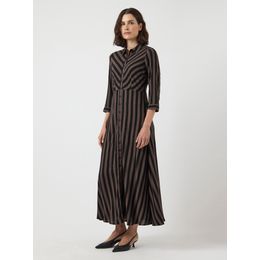 Y.A.S Damen Hemdblusenkleid "YASSAVANNA LONG SHIRT DRESS", schwarz, Gr. L, gestreift, Web, Obermaterial: 100% Viskose, Kleider, Viskose, loose fit