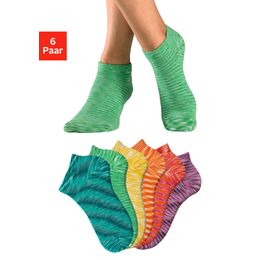 H.I.S. H.I.S Damen Sneakersocken "mit farbig bedrucktem Garnen, unterschiedliche Designs", Gr. 39, bunt, Baumwollmischung, mehrfarbig, meliert, Socken, mit