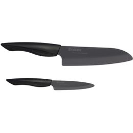 Kyocera Messer-Set &raquo;SHIN&laquo; Gem&uuml;se-/Santokumessser, extrem scharfe Klinge, Zirkoniakeramik schwarz Keramik Einheitsgr&ouml;&szlig;e
