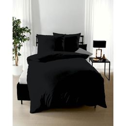 Kaeppel Bettw&auml;sche &raquo;Uni&laquo; 2 Stk. Unifarben schwarz Mako-Satin, Obermaterial: 100% Baumwolle B/L: 140cm x 220cm, 1 Stk., 1 Stk., Mako-Satin, B/L: 70cm x 90cm, 2