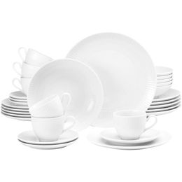 Seltmann Weiden Kombiservice &raquo;Geschirr-Set, 30 Teile, Amina&laquo; Tassen, Untertassen, Teller, Made in Germany, 30 Teile, f&uuml;r 6 Personen wei&szlig; Porzellan 30 Stk.