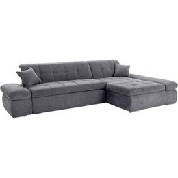 DOMO collection Ecksofa &raquo;MORIC Massiv! - Belastbar bis 140 kgxSitz, 300x172 cm, XXL-Format&laquo; L-Form, Chenilleoptik, grau grau Chenille (85% Polyester, 