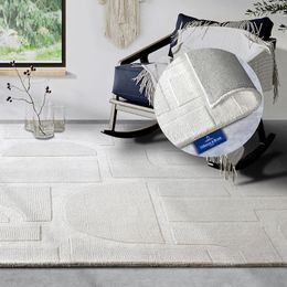 Villeroy & Boch Wollteppich &raquo;Alexis&laquo; rechteckig 10 mm H&ouml;he Handgewebt, Wolle, Natur, Wohnzimmer, Geometrie, Boho, Design beige Wolle B : 120cm 1 Stk., 10mm, L: 170cm