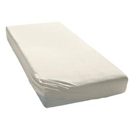 Elegante Spannbettlaken &raquo;Mako-Jersey&laquo; in hochwertiger Qualit&auml;t mit Elasthan-Anteil wei&szlig; Mako-Jersey, Obermaterial: 97% Baumwolle, 3% Elasthan 1 Stk., Mako-