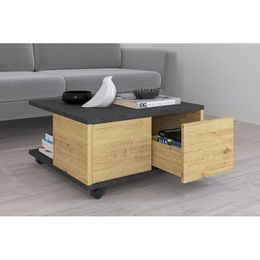 FMD Couchtisch &raquo;Twin&laquo; Sofatisch mit Rollen, Push-to-open, viel Stauraum, Breite: 70 cm braun B/H/T: 70cm x 36cm x 70cm