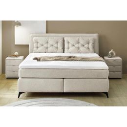 Jockenh&ouml;fer Boxspringbett &raquo;Chalet, inklusive Kissen&laquo; Wende-Bonell-Federkern-Matratze (H2/H3), PU-Schaum Topper beige Bezug Bett: Chenille (100% Polyester);Topper 