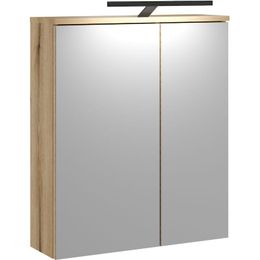 Home Affaire Badspiegel &raquo;Oslo, Spiegelschrank in Eiche Evoke, Spiegel im skandinavischen Design&laquo; Aufbewahrungsschrank mit 2 Spiegelt&uuml;ren, mit LED 
