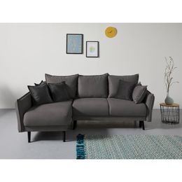 Home Affaire Ecksofa &raquo;Asra L-Form, B: 240 cm&laquo; Schlaffunktion, Bettkasten, Taschen & 3 Zierkissen, Federkern schwarz 100% Polyester B/H/T: 240cm x 95cm