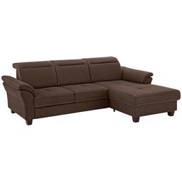 OTTO home Ecksofa &raquo;Solvei L-Form&laquo; mit Recamierenabschlu&szlig; und Sitztiefenverstellung braun Struktur (100% Polyester);Luxus-Microfaser Lederoptik (100% 
