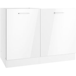 KOCHSTATION Sp&uuml;lenschrank &raquo;KS-Milan&laquo; Sp&uuml;lzentrum 110 cm, matte oder hochgl&auml;nzende Fronten wei&szlig; MDF wei&szlig;, B/H/T: 110cm x 82cm x 60cm, T&uuml;ren: 1 Stk.