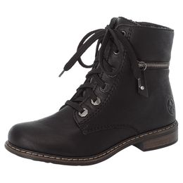 Rieker Damen Schn&uuml;rboots, Gr. 37, schwarz, Lederimitat, unifarben, Schuhe, Schn&uuml;rstiefelette, Blockabsatz, mit Zierrei&szlig;verschluss au&szlig;en