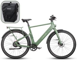 Vaun Unisex &raquo;VAUN Sight Cityrad mit Ortlieb Tasche&laquo; Heckmotor 250 W Elektrofahrrad f&uuml;r Alltag und Einkauf gr&uuml;n 48cm, 28 Zoll (71,12cm)