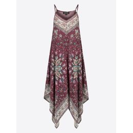 KOROSHI Langer Kleid mit bedruckten, spitzen Tr&auml;gern in braun | Gr.: M