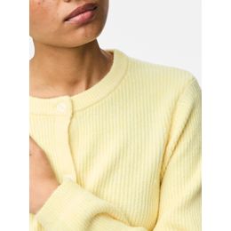 Pieces Damen Strickjacke "PCSILLY LS O-NECK KNIT CARDIGAN NOOS BC", gelb, Gr. XXL, meliert, Strick, Obermaterial: 90% Polyester, 5% Wolle, 5%